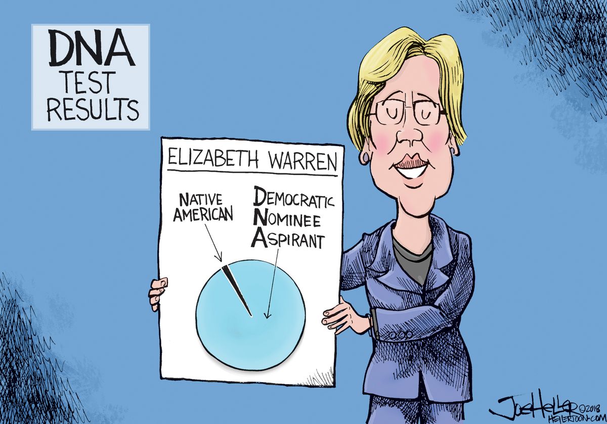Political cartoon U.S. Senator Elizabeth Warren DNA test Native ...