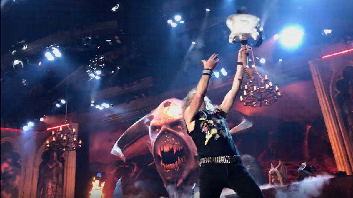 Whoops! Iron Maiden's Janick Gers sends his Strat flying in San Antonio ...