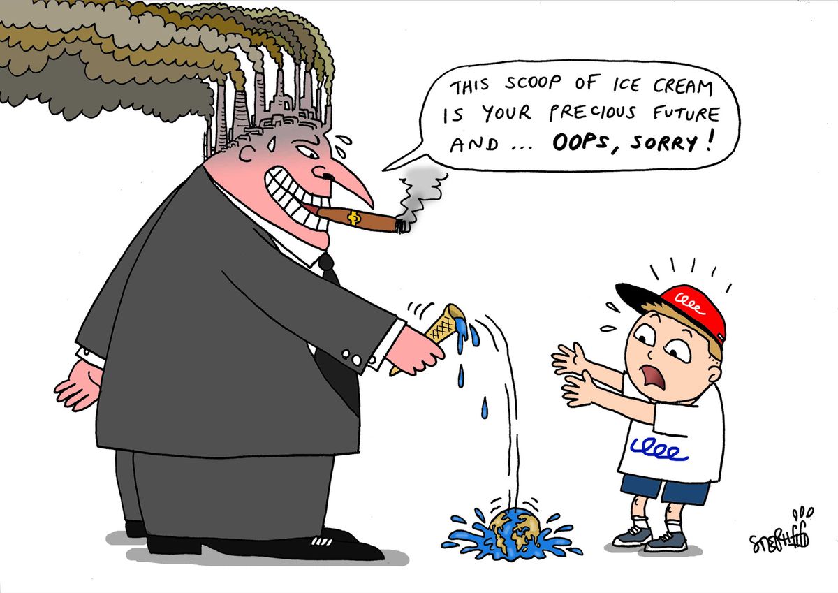 Editorial cartoon U.S. climate change global warming corporations ice ...