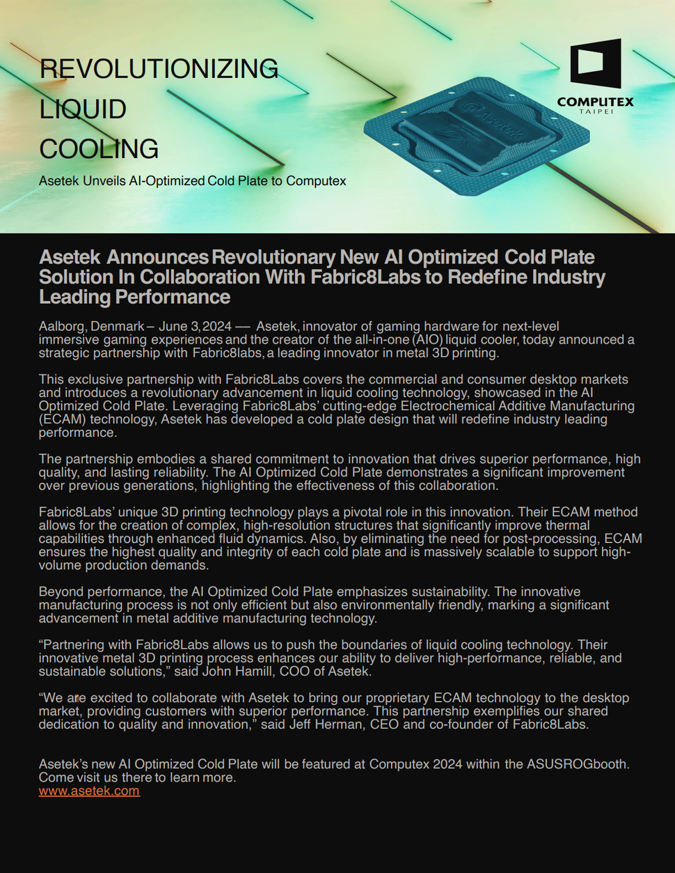 Asetek debuts revolutionary AI-optimized ECAM cold plate — constructed ...