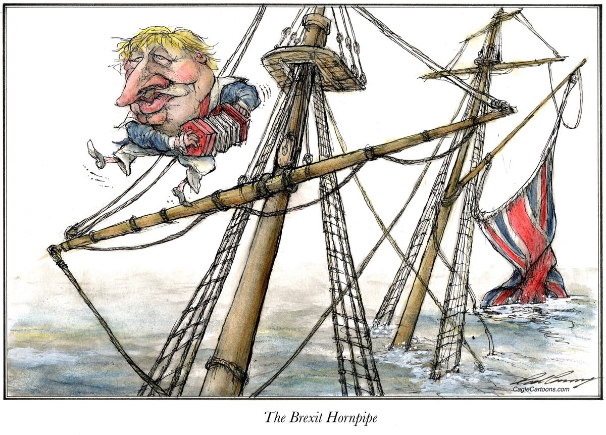 Political Cartoon World Boris Johnson Brexit EU UK sinking ship ...