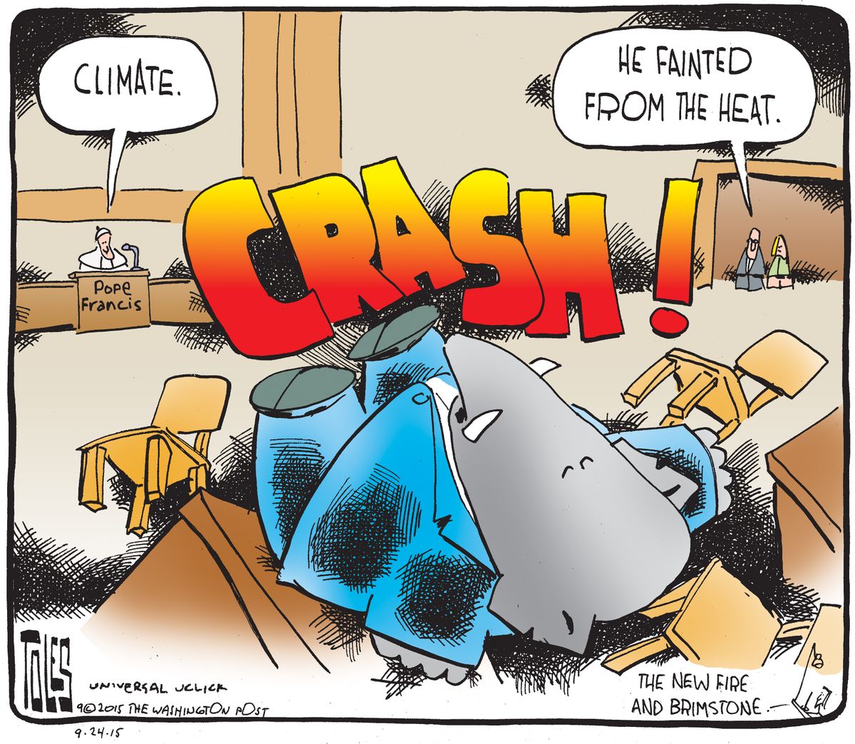 Editorial cartoon U.S. GOP Pope Climate Change | The Week