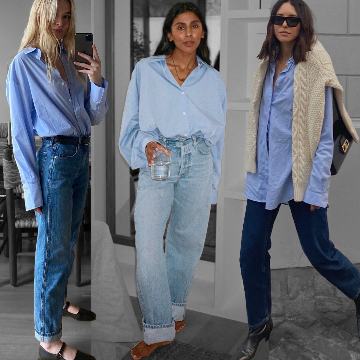 9 Easy and Effortless Ways to Wear a Blue Button-Down Shirt | Who What Wear