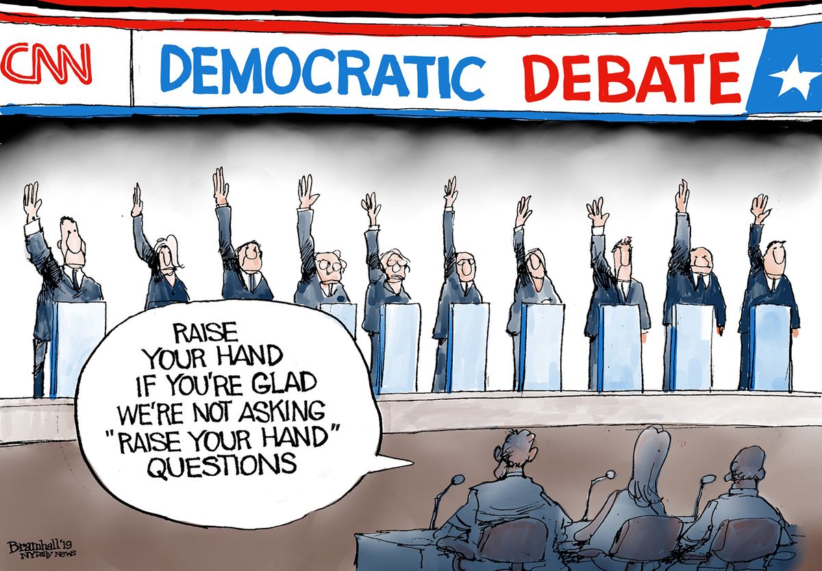 Political Cartoon Raise Your Hand CNN Democratic Debate | The Week