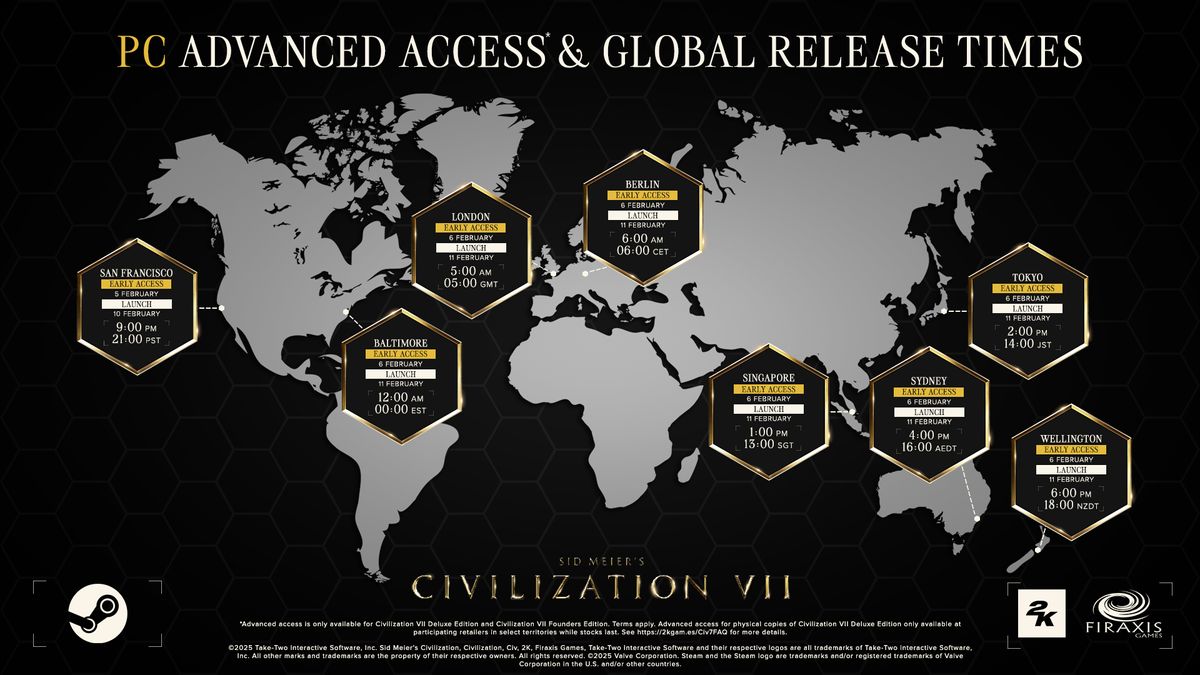 Civilization 7 early access unlock time and release date | PC Gamer