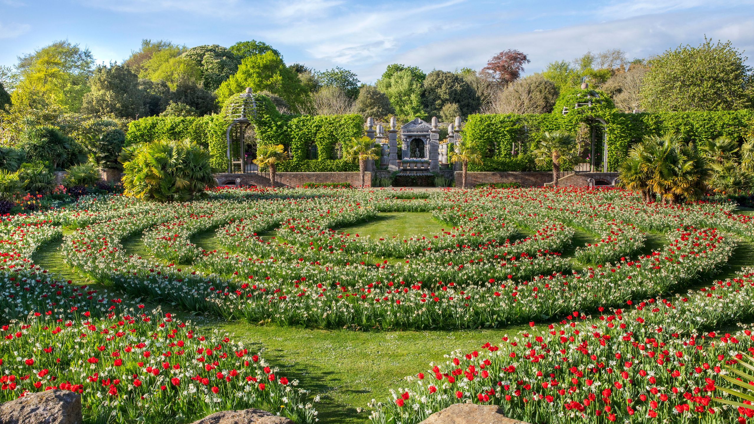 This famous historic garden is awash with colorful spring tulips ...