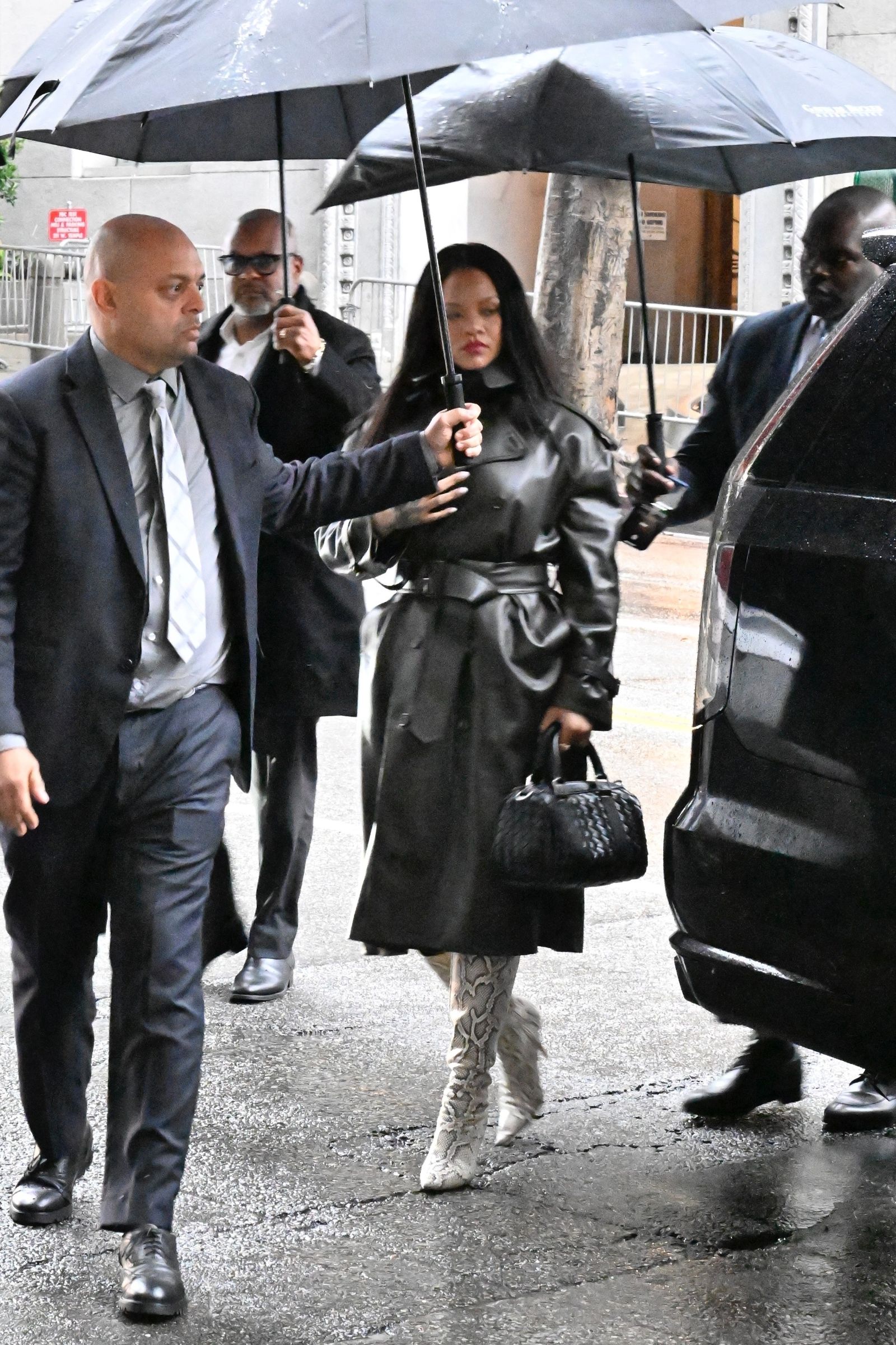 Rihanna Styles the Rich Girl Trench Coat Trend With a $6,900 Bottega Veneta Bag | Marie Claire