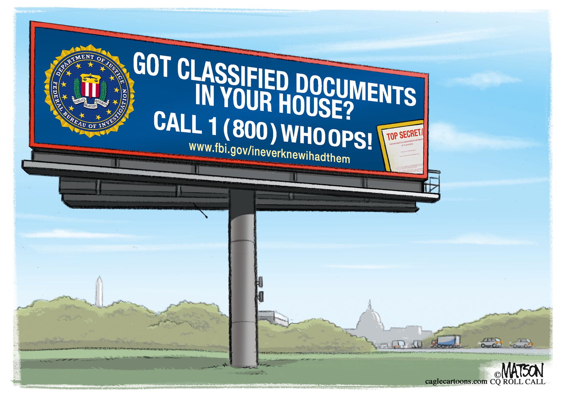 FBI classified docs billboard | The Week