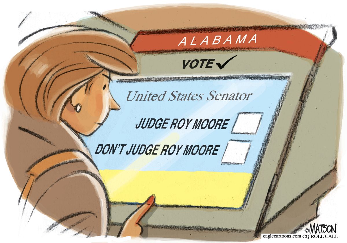 Political cartoon U.S. Alabama election Roy Moore | The Week