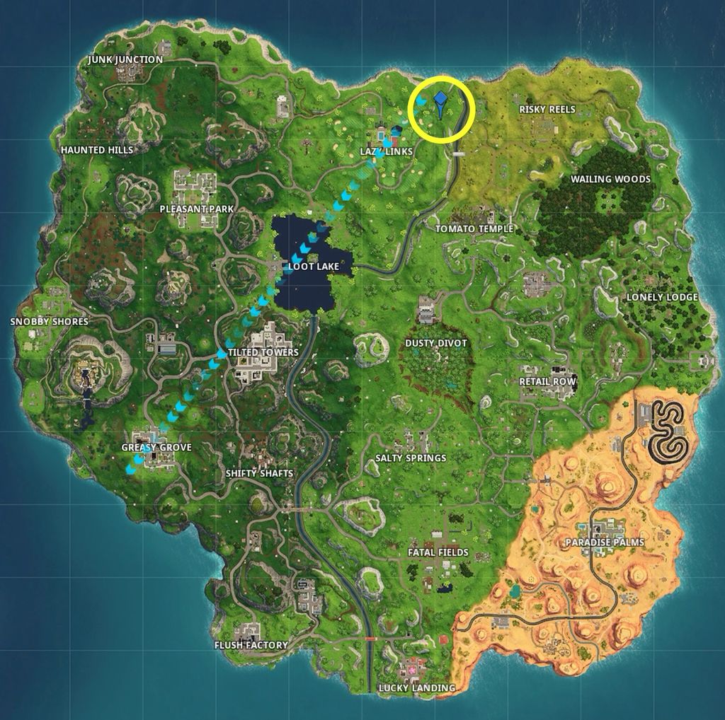 Fortnite - 'covered bridge, waterfall, and 9th green' location | PC Gamer