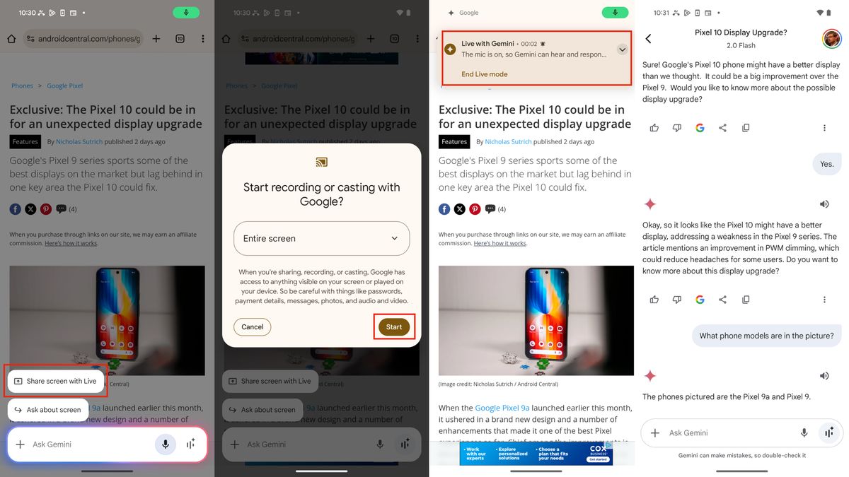 How to use Gemini Live's camera and screen sharing features | Android ...