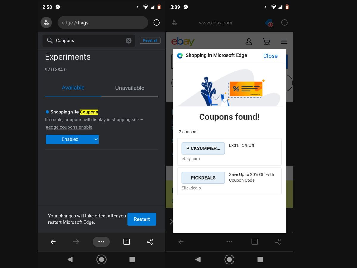 Microsoft's Shopping coupon feature is now on Edge Canary for Android ...