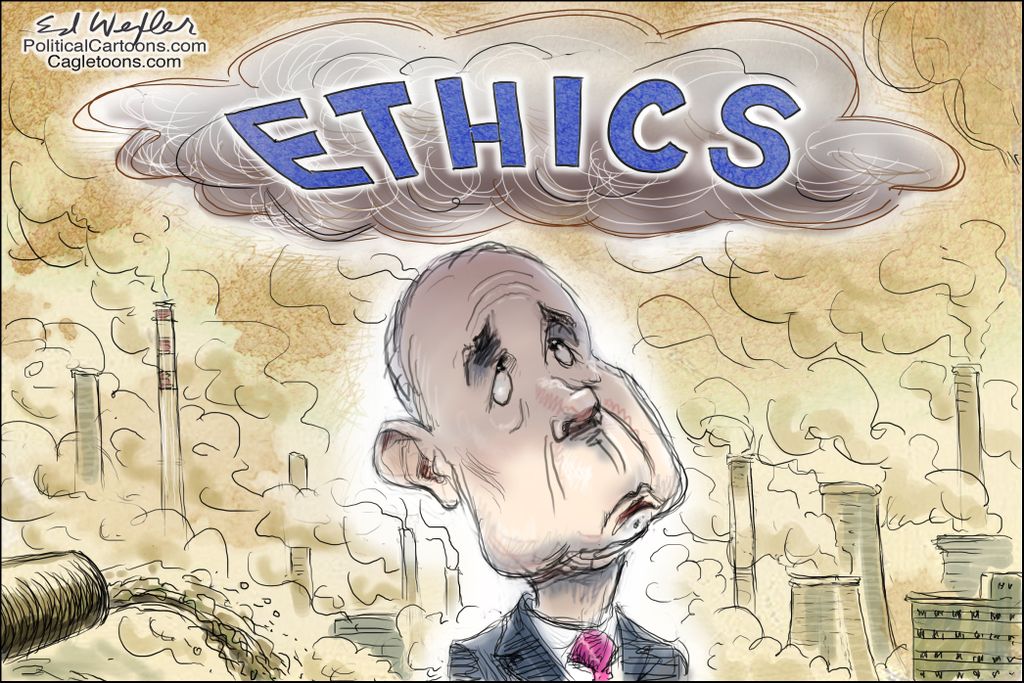Political cartoon U.S. Scott Pruitt EPA ethics acid rain air pollution ...
