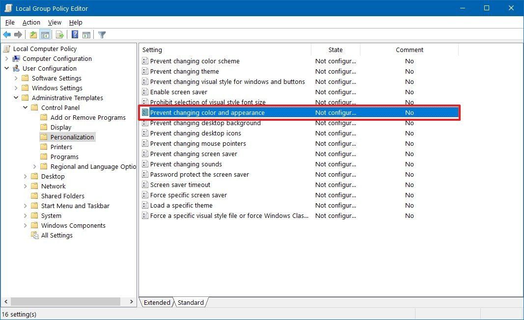 How to prevent users from changing system color settings on Windows 10 ...