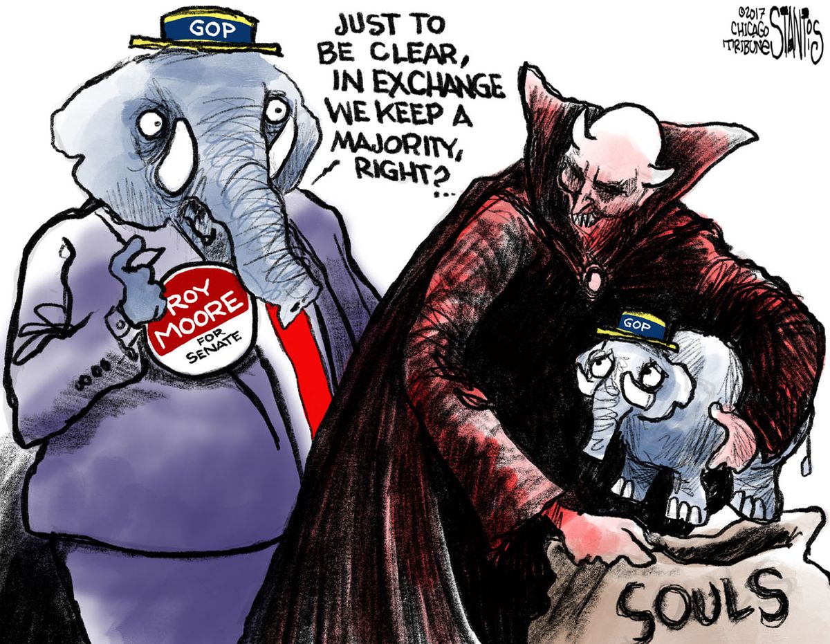 Political cartoon U.S. GOP Roy Moore endorsement | The Week