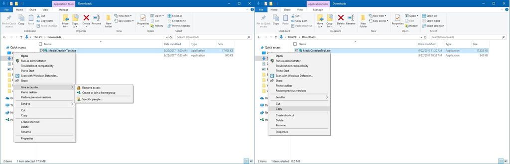 How To Remove Give Access To In The Context Menu On Windows 10 Fall Creators Update Windows