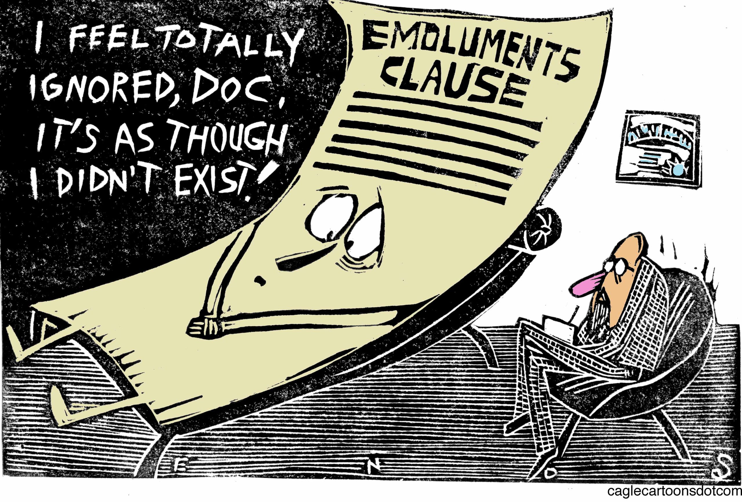Political Cartoon U.S. Conflict of Interest Emoluments Clause Trump ...