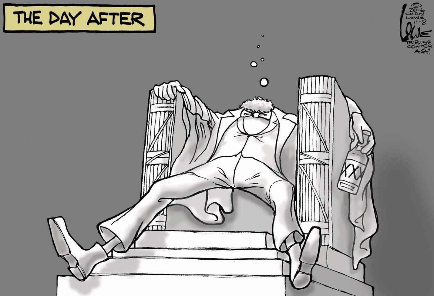 Political cartoon U.S. 2016 election Hillary Clinton Donald Trump the ...