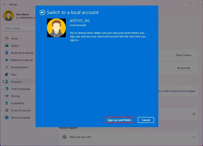 How to switch to a local account from a Microsoft account on Windows 10 ...