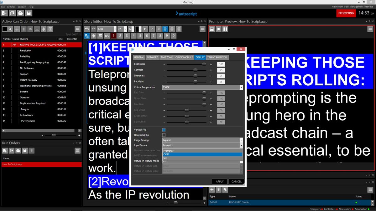 AUTOSCRIPT WINPLUS-IP DELIVERS NEW LEVELS OF PROMPTER CONTROL AND ...