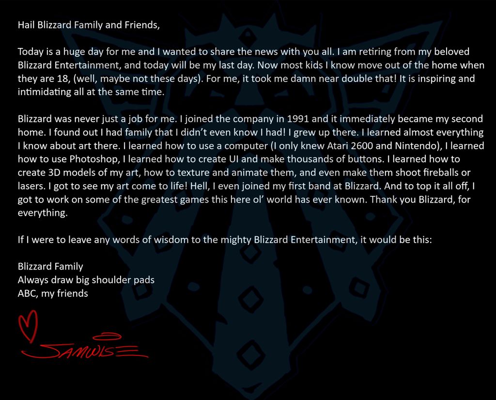 Samwise Didier, who 'helped build Blizzard's signature art style,' is ...