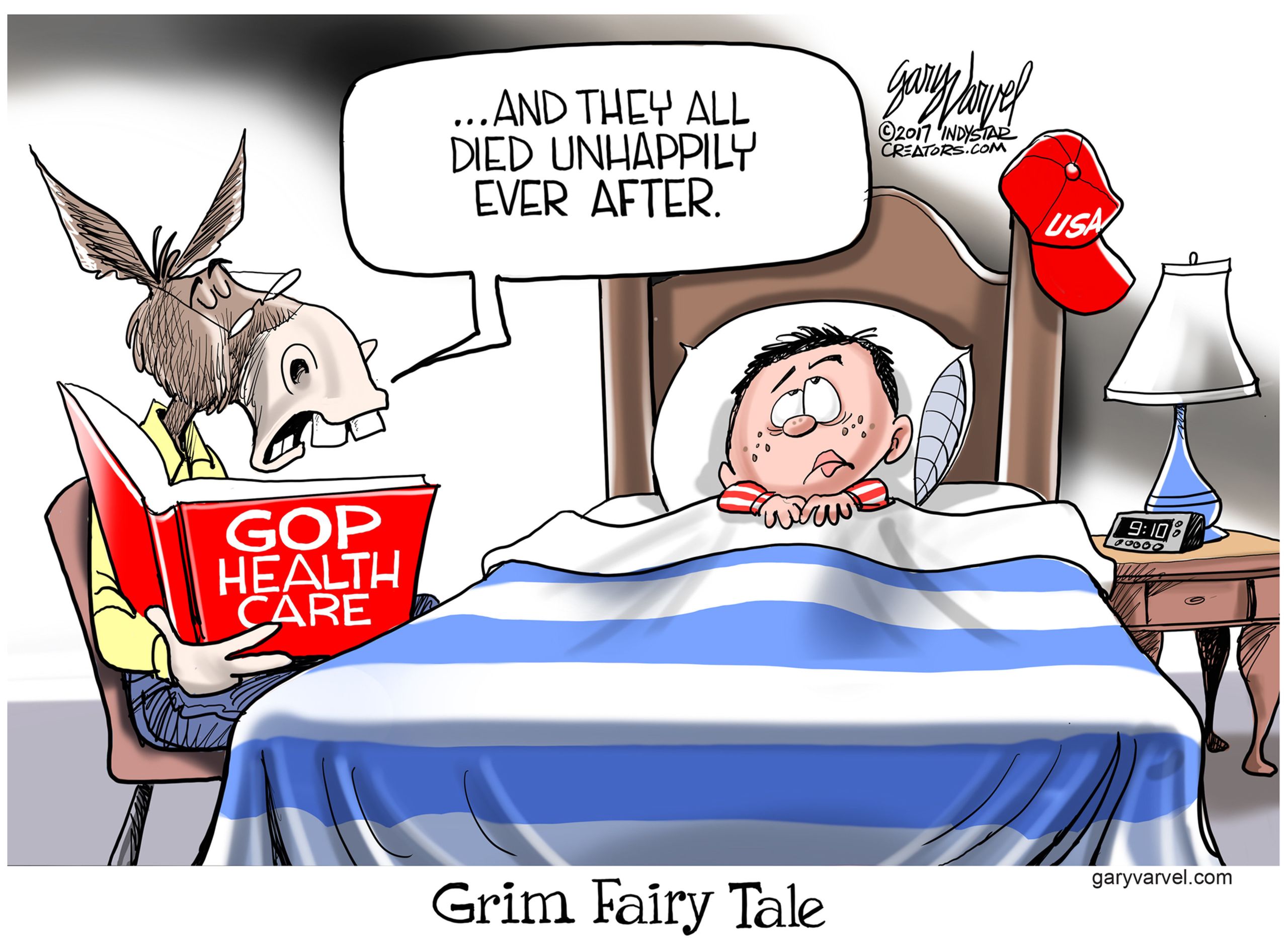 Political cartoon U.S. health care reform AHCA Democrat grim fairy tale ...