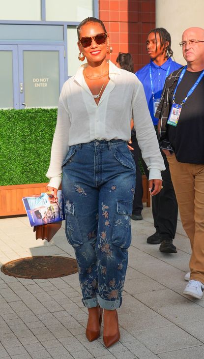 Alicia Keys' embellished jeans are perfect for autumn styling | Woman ...