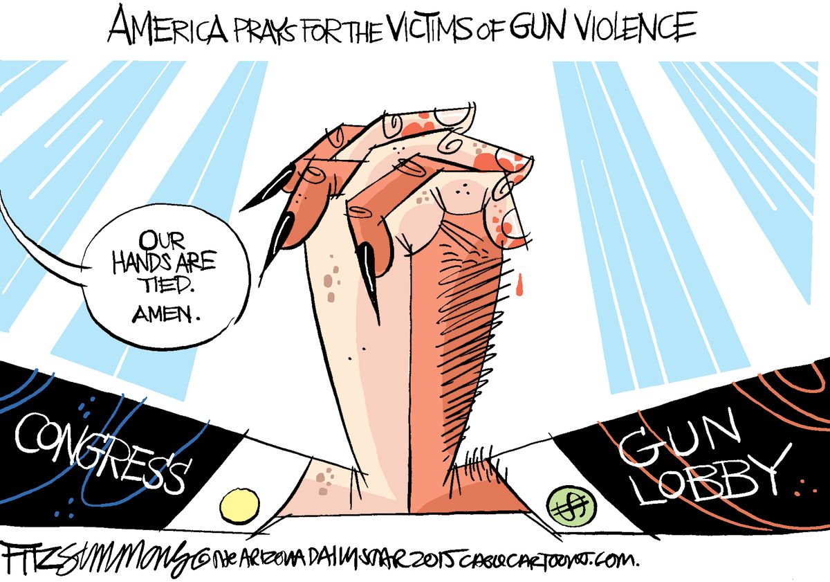 Editorial cartoon U.S. Gun Violence Prayer Lobby Congress | The Week