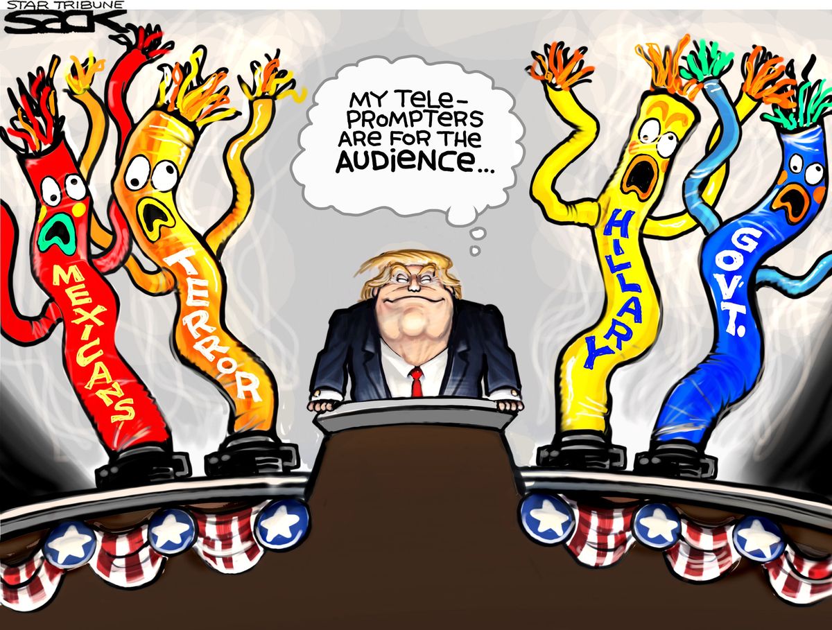 Political cartoon U.S. Trump teleprompters | The Week