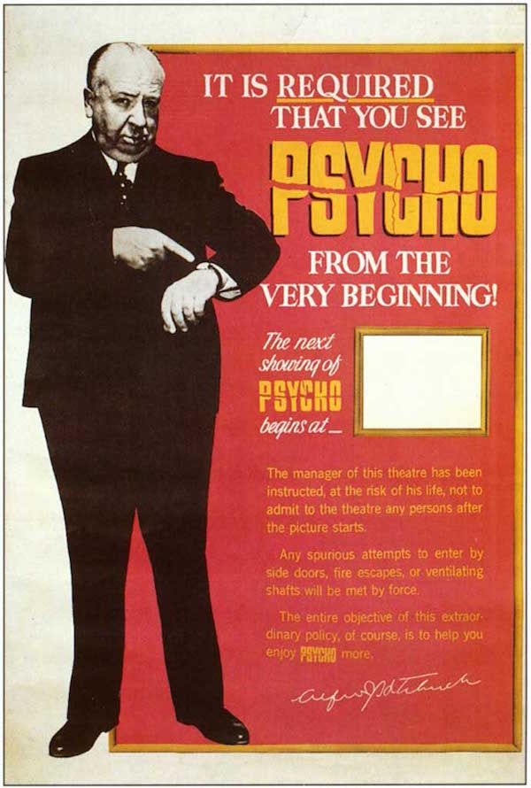 The Badass Warning Alfred Hitchcock Had Theaters Display Before Psycho ...