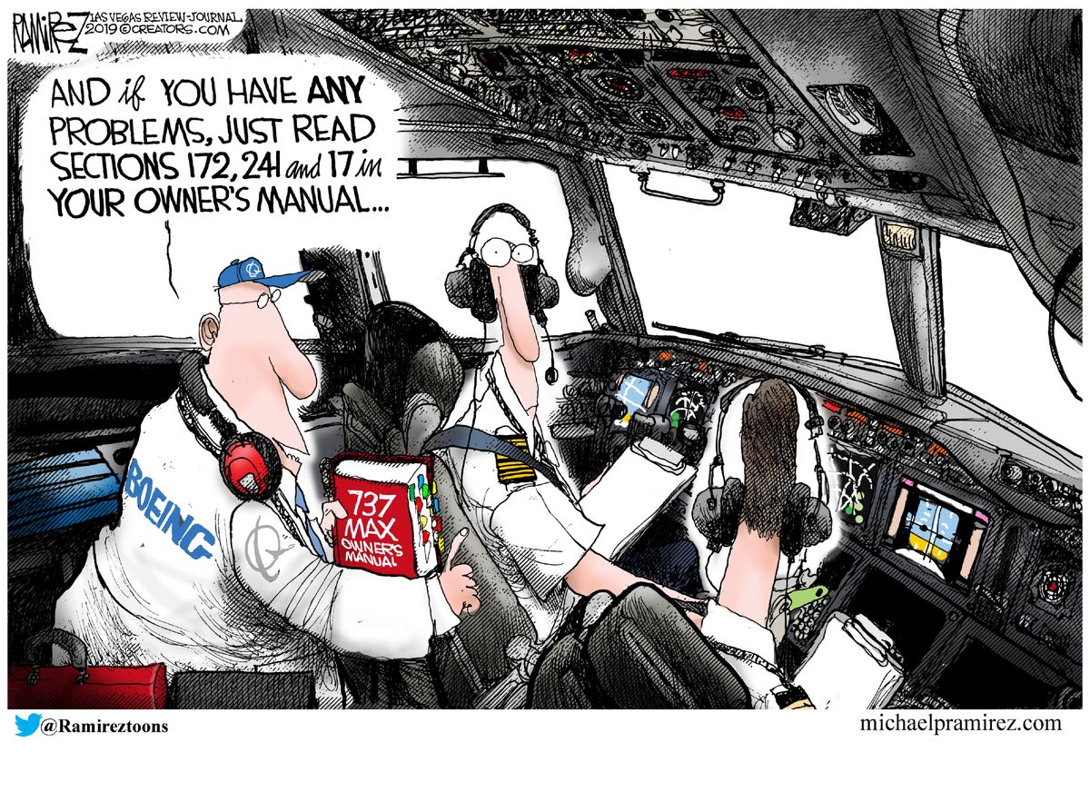 Editorial Cartoon U.S. Boeing 737 Max instruction manual | The Week