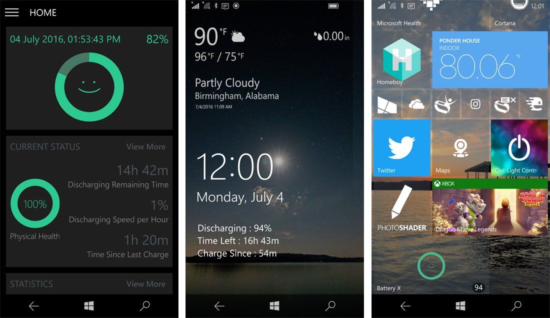 Keep tabs on your Windows 10 Mobile power status with Battery X ...