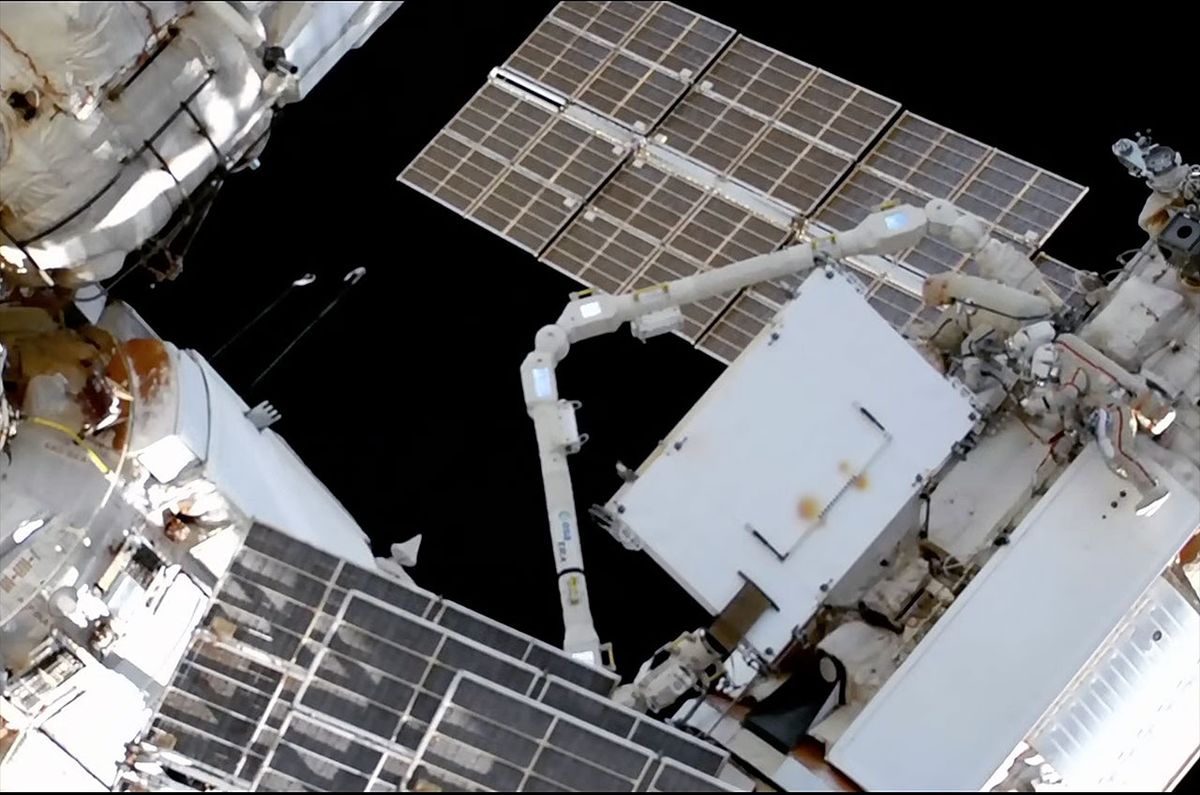 Russian cosmonauts relocate radiator on station spacewalk | Space