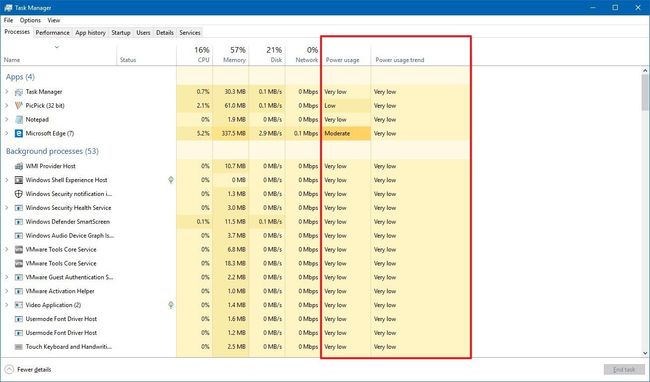 How to view power usage for apps with Task Manager on Windows 10 ...