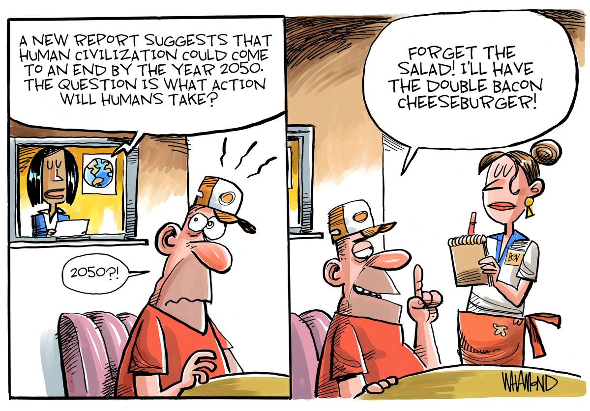 Editorial Cartoon World Climate Change Civilization Collapse | The Week