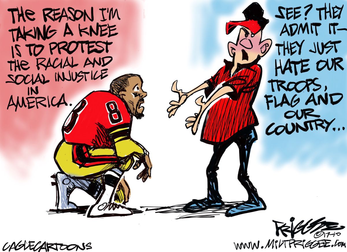 Political cartoon U.S. NFL kneeling protest | The Week