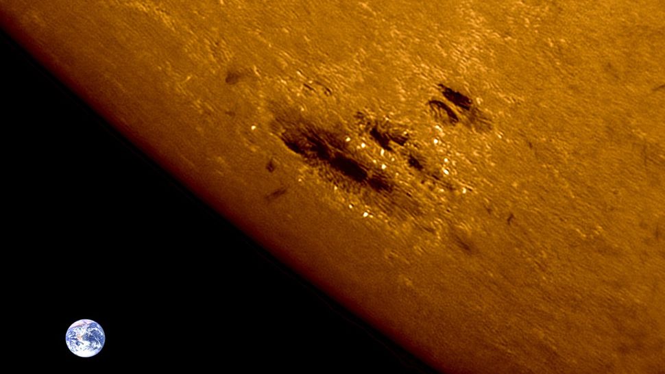 Sunspot crackling with magnetic 'bombs' is now turning toward Earth ...