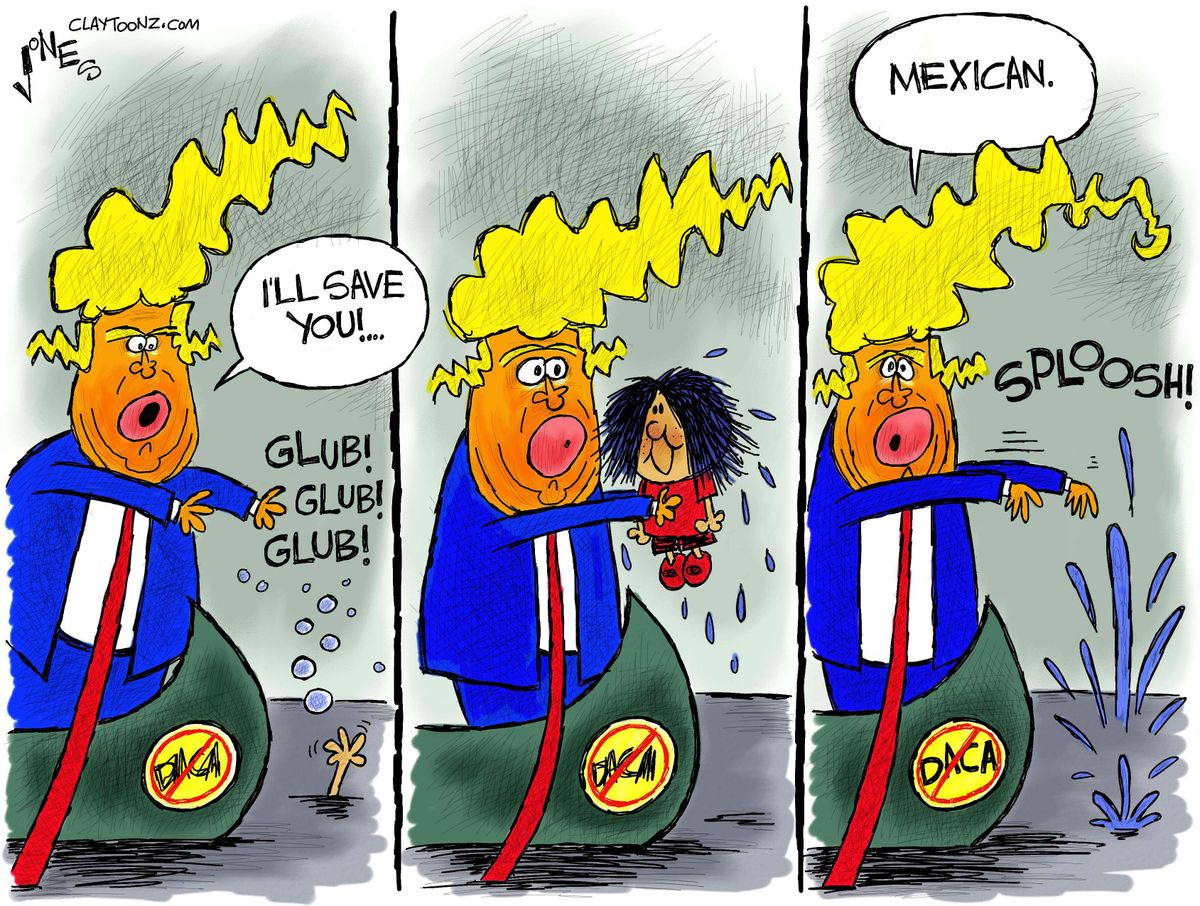 Political cartoon U.S. Trump dunking DACA | The Week