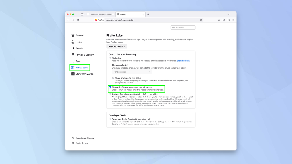How to activate Firefox picture-in-picture mode | Tom's Guide