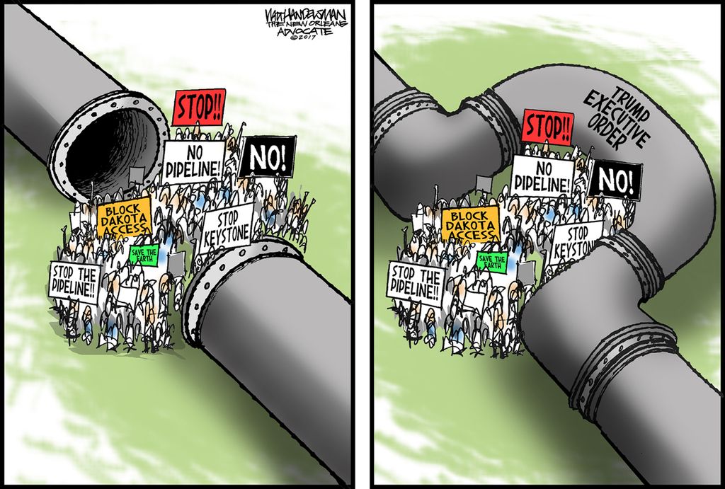 Political Cartoon U.S. Keystone pipeline DAPL protests executive order ...
