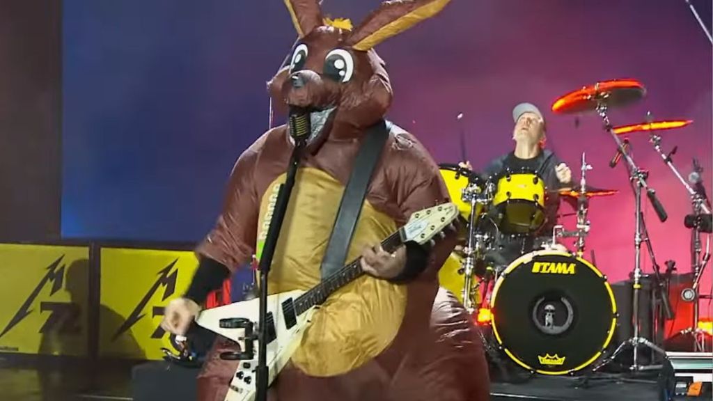 James Hetfield wears inflatable kangaroo costume onstage | Guitar World