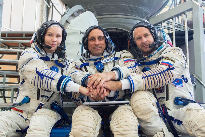 In photos: Russian film crew launching to the International Space ...