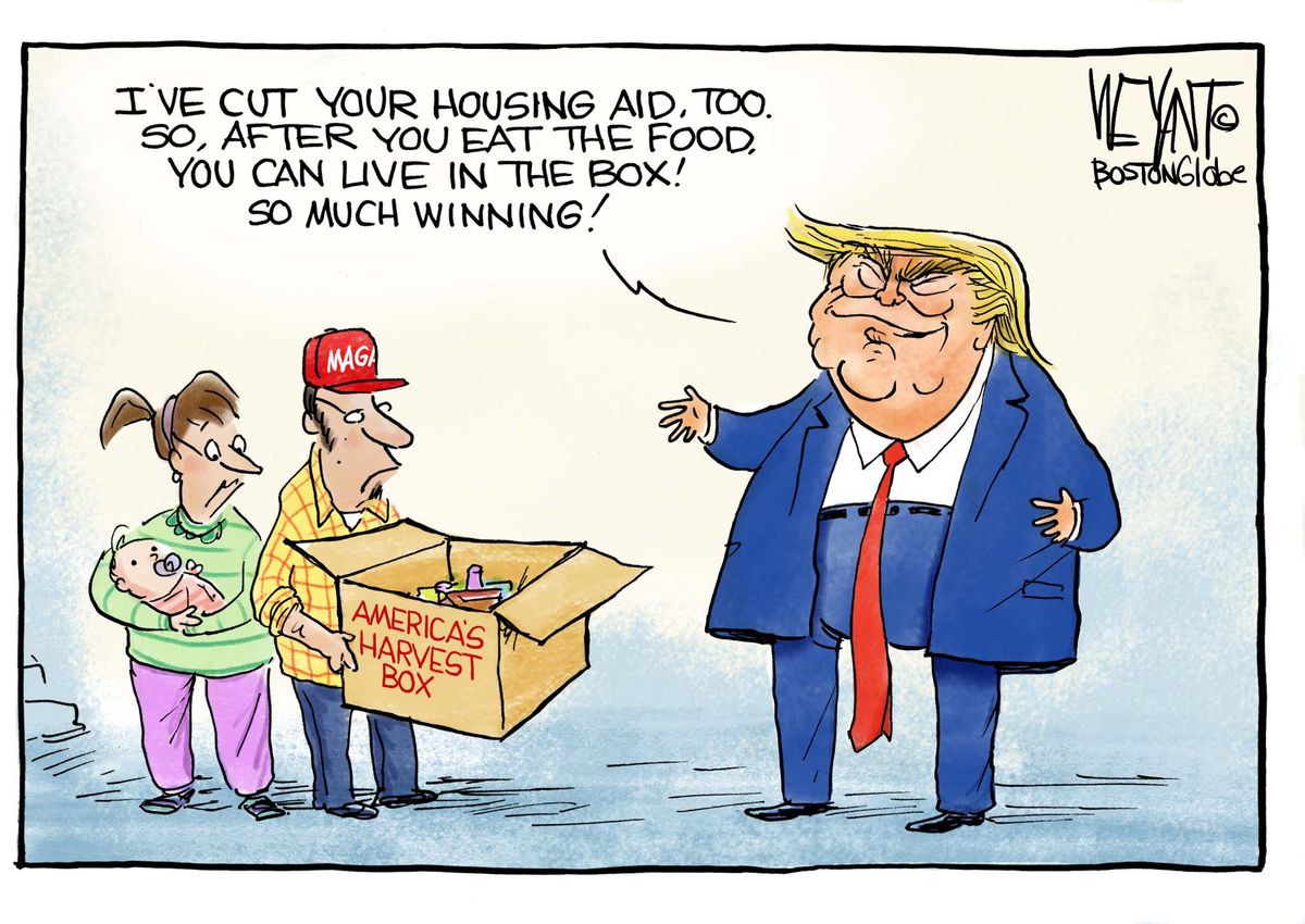 Political cartoon U.S. Trump harvest box budget plan | The Week