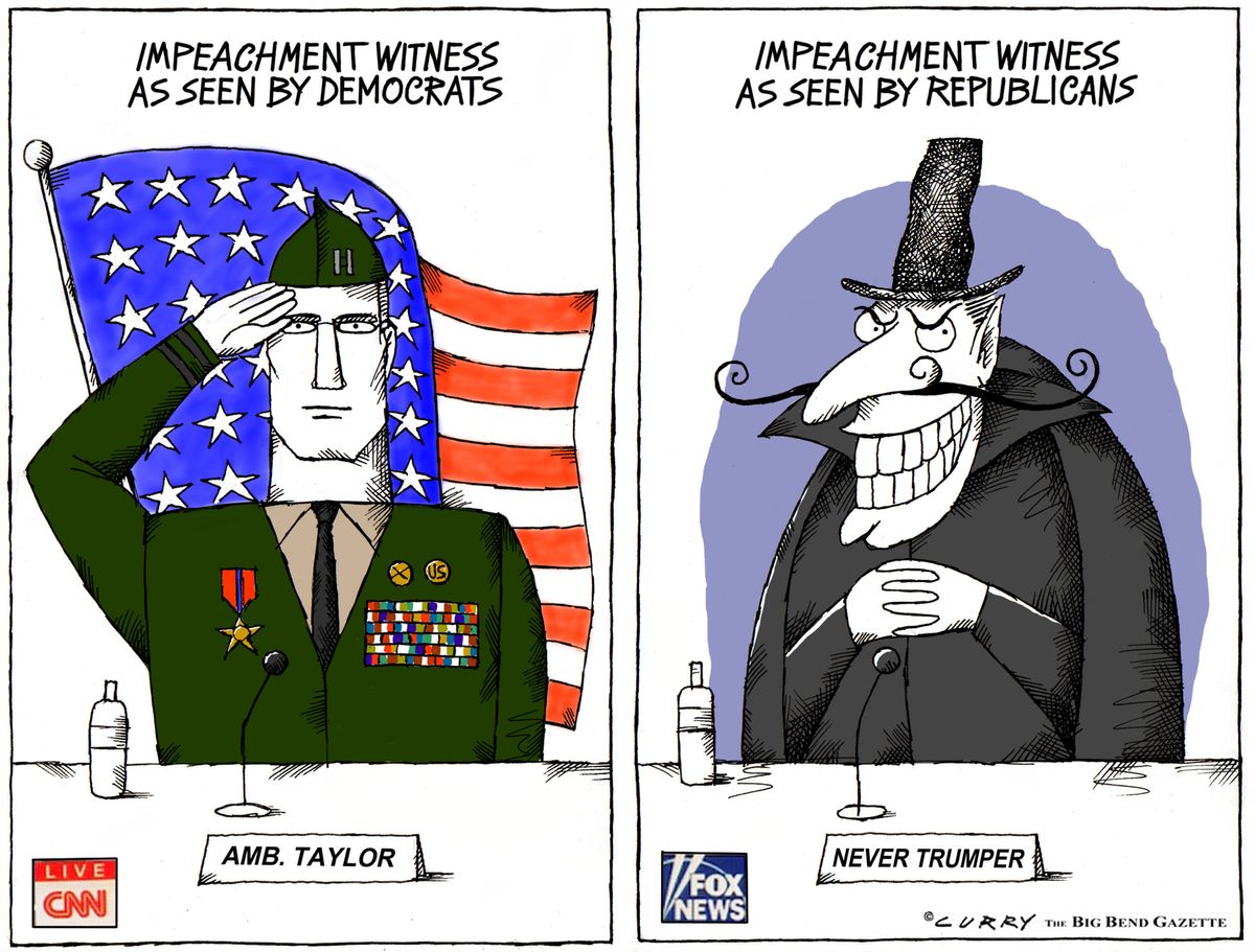 Political Cartoon U.S. Trump Impeachment Media CNN Versus Fox | The Week