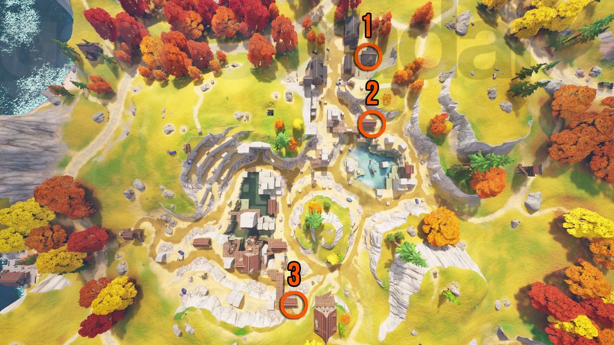 Fortnite ancient text at Shattered Slabs: Where to search | GamesRadar+