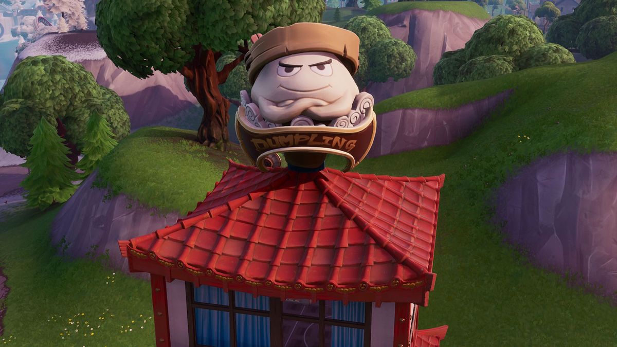 Fortnite holographic Tomato head, Durrr Burger head, and giant Dumpling ...