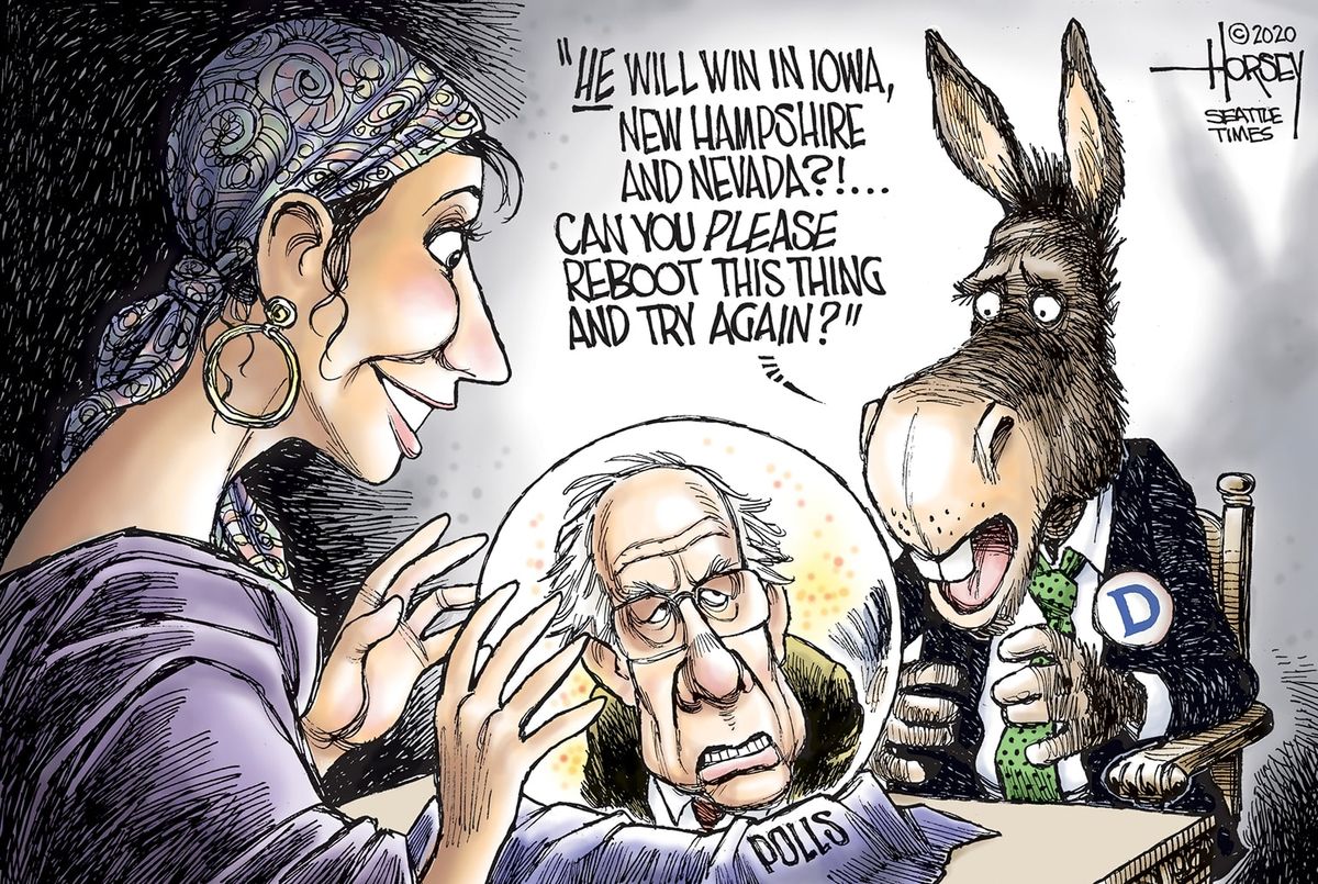 Political Cartoon U.S. Bernie Sanders Democrats Iowa Caucuses primaries ...