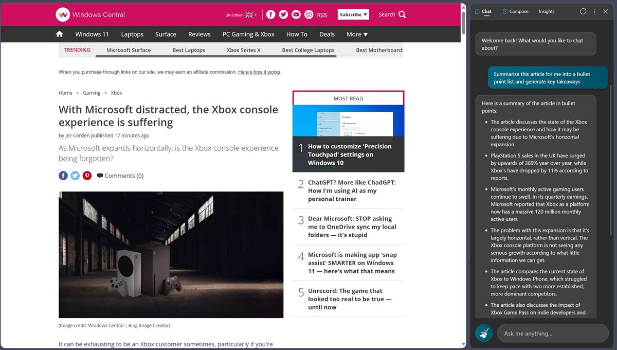 How To Summarize Web Pages With Bing Chat In Microsoft Edge Windows Central