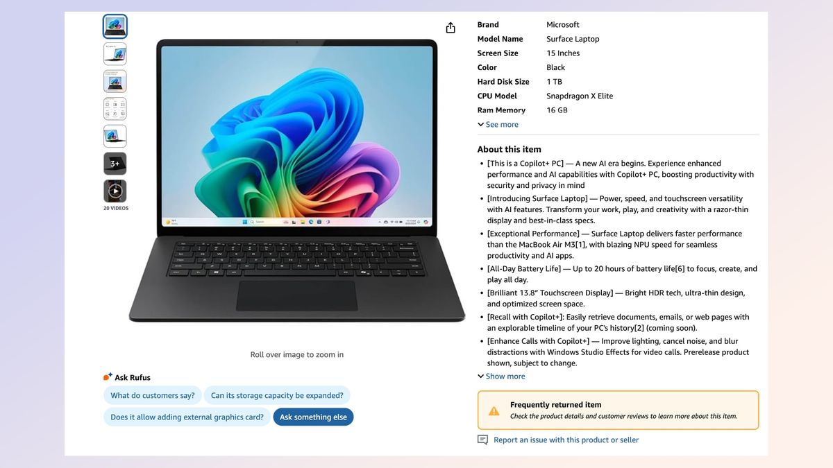 Amazon just gave Surface Laptop 7 a 'frequently returned' label — here ...
