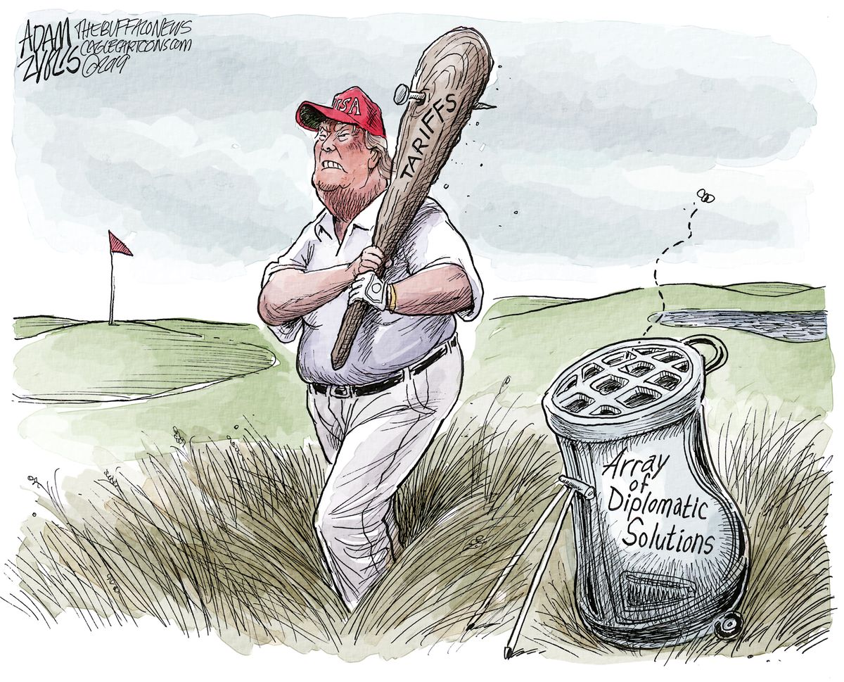 Political Cartoon U.S. Trump Golf Trade War Tariffs Diplomacy | The Week